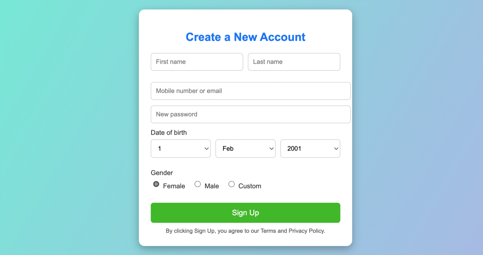 HTML Form Examples with Source Code for Students - Itxperts