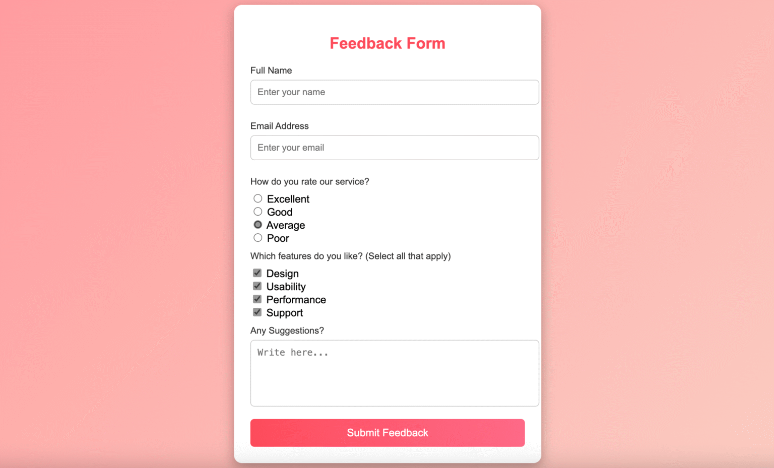 HTML Form Examples with Source Code for Students - Itxperts